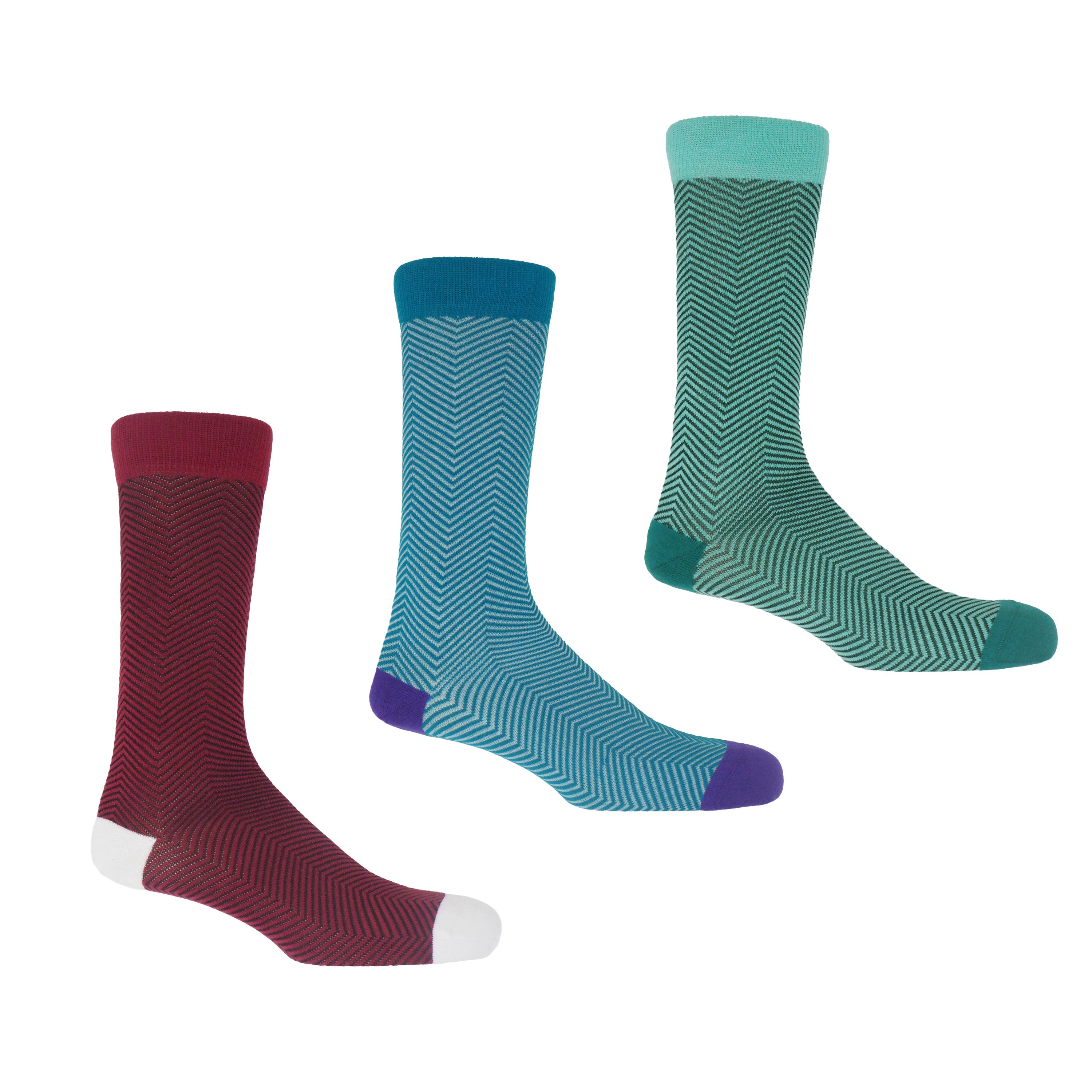 Lux Taylor Men's Socks Bundle - Turquoise, Marine & Burgundy – Peper Harow